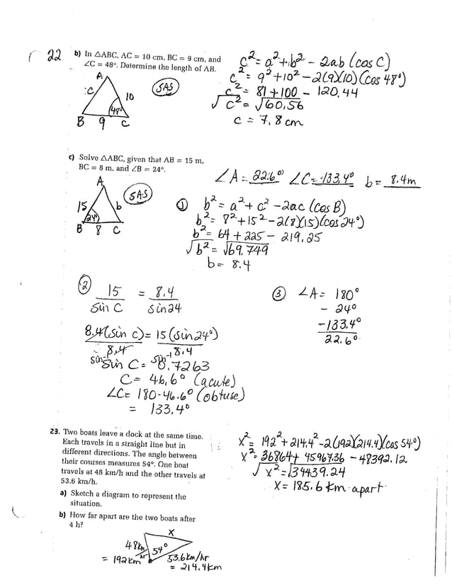 Pre-Calc 20 Ch. 2 review assignment answer key | PDF