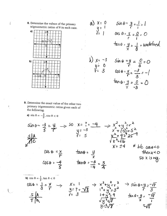 Pre-Calc 20 Ch. 2 review assignment answer key | PDF