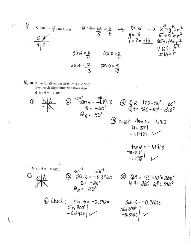 Pre-Calc 20 Ch. 2 review assignment answer key | PDF