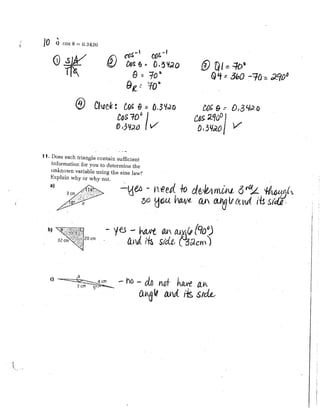 Pre-Calc 20 Ch. 2 review assignment answer key | PDF