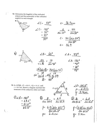 Pre-Calc 20 Ch. 2 review assignment answer key | PDF