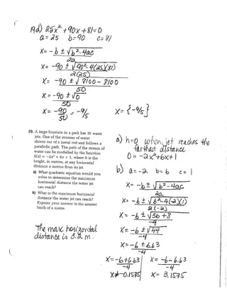 Mrs. Sack's Pre-Calc 20 Ch. 4 review assignment answer key | PDF
