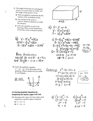 Mrs. Sack's Pre-Calc 20 Ch. 4 review assignment answer key | PDF