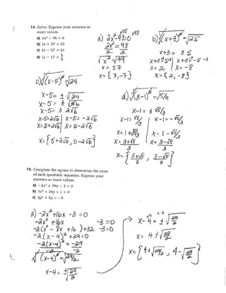 Mrs. Sack's Pre-Calc 20 Ch. 4 review assignment answer key | PDF