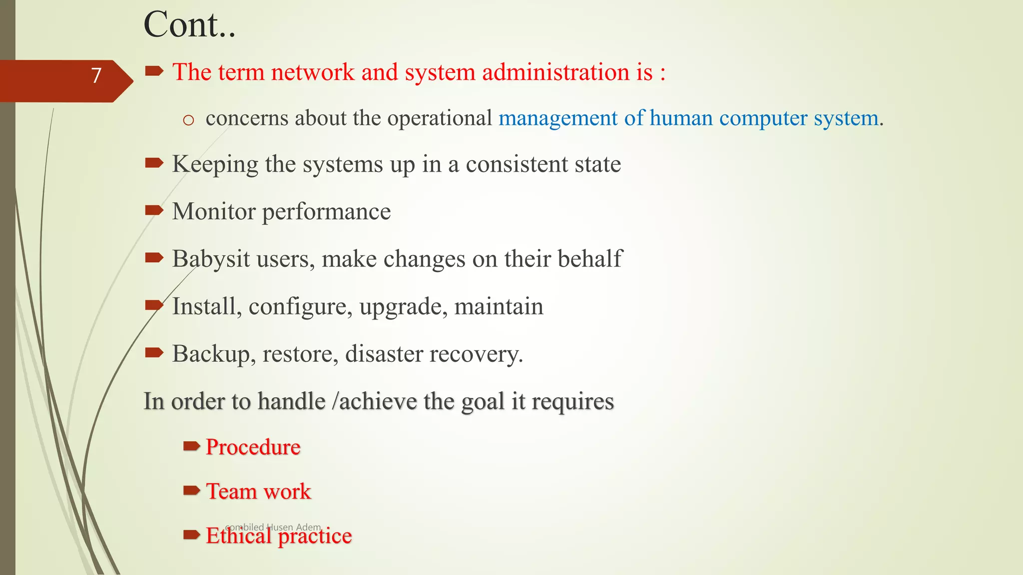 Network and System Administration | PPTX