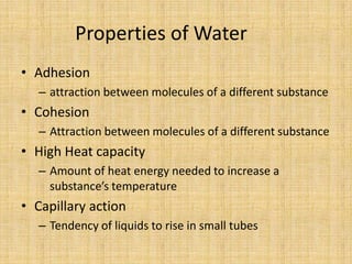 Ch. 2.2 properties of water | PPTX