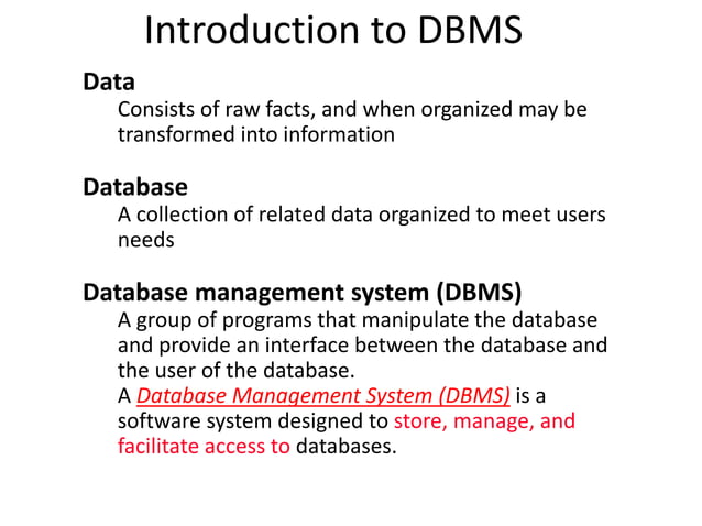 Ch 2-introduction to dbms | PPTX | Databases | Computer Software and Applications