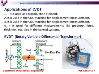 Subject: Mechanical Engineering Measurement. Ch. no. 2. displacement, force & torque measurement ...