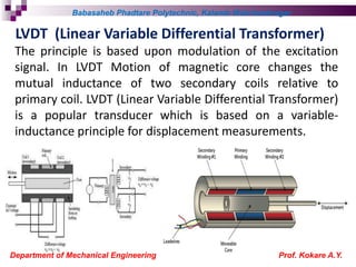 Subject: Mechanical Engineering Measurement. Ch. no. 2. displacement, force & torque measurement ...