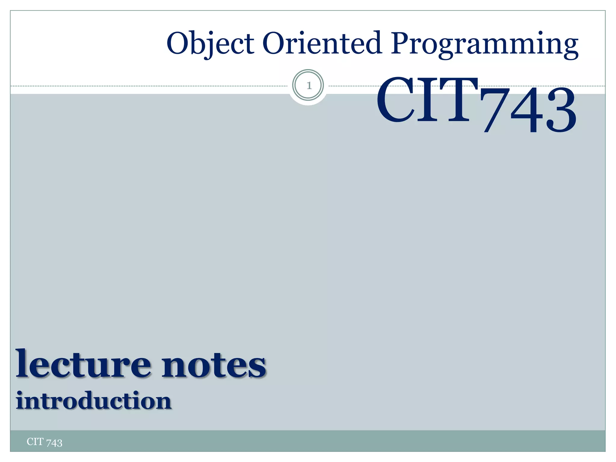 Ch1 Oop Introduction Classes And Objects Ppt 