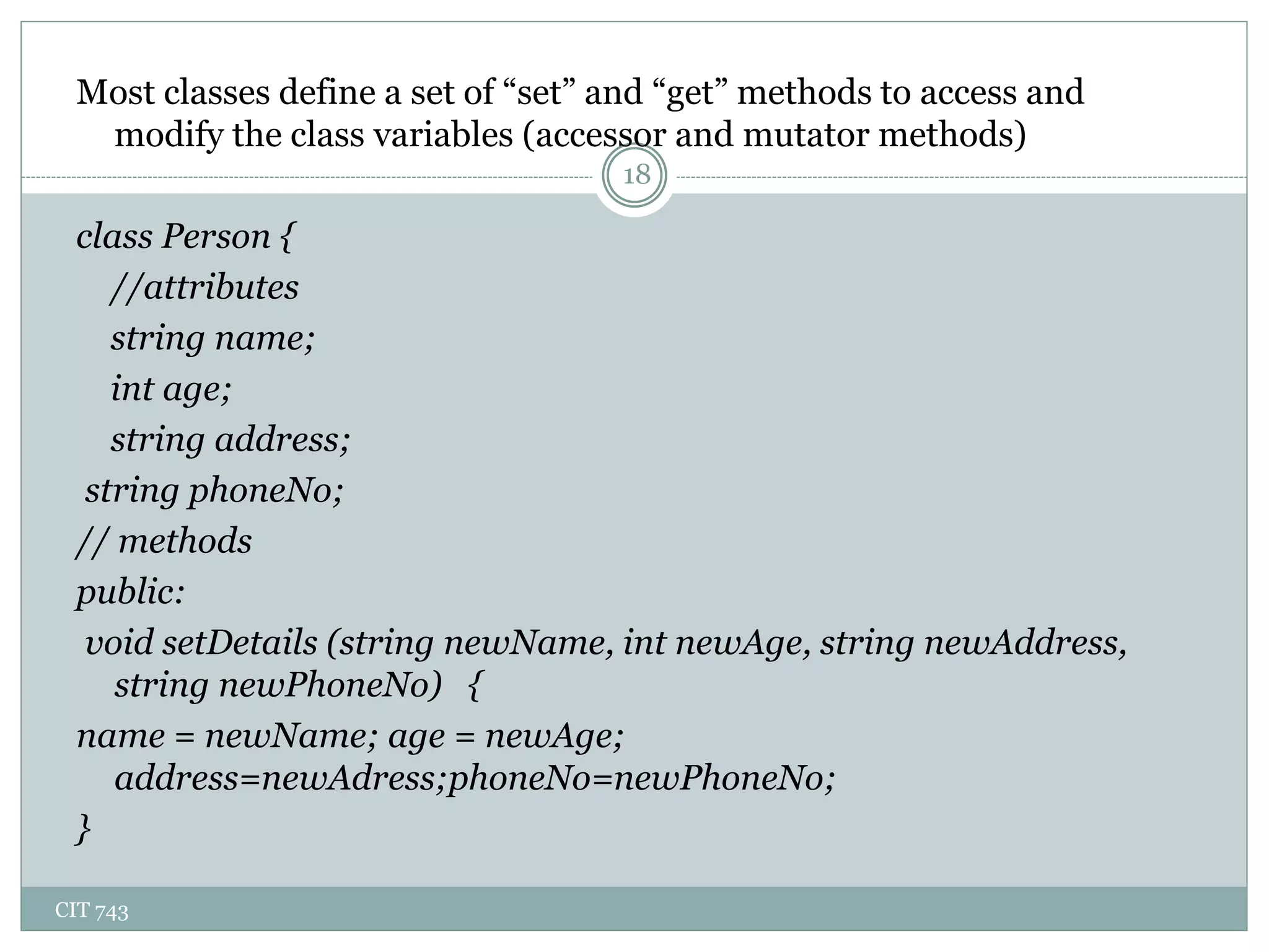Ch1 Oop Introduction Classes And Objects Ppt 