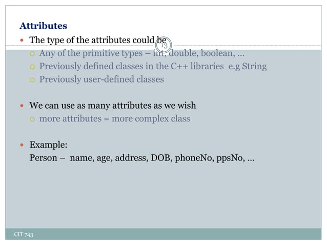 Ch1 Oop Introduction Classes And Objects Pptx Programming