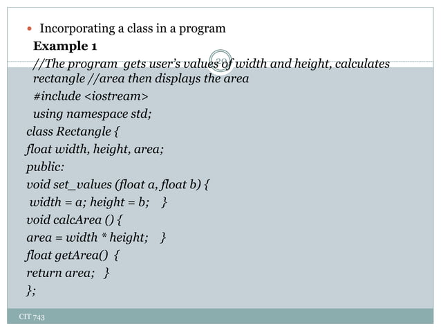 Ch1 Oop Introduction Classes And Objects Ppt 5022