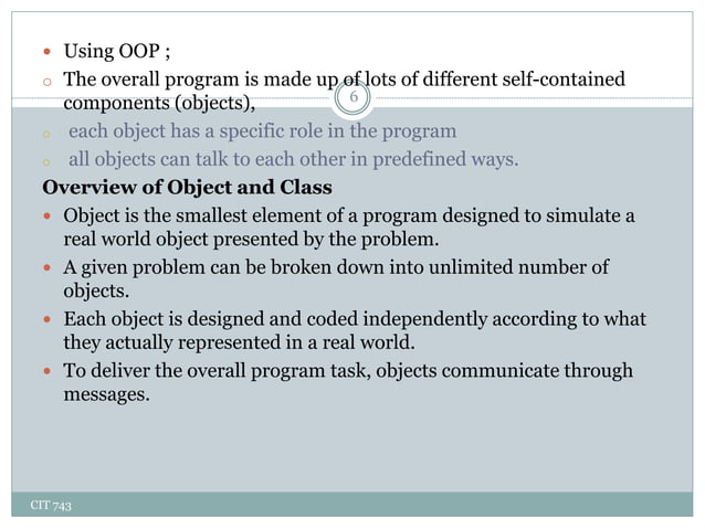 Ch1 Oop Introduction Classes And Objects Pptx Programming