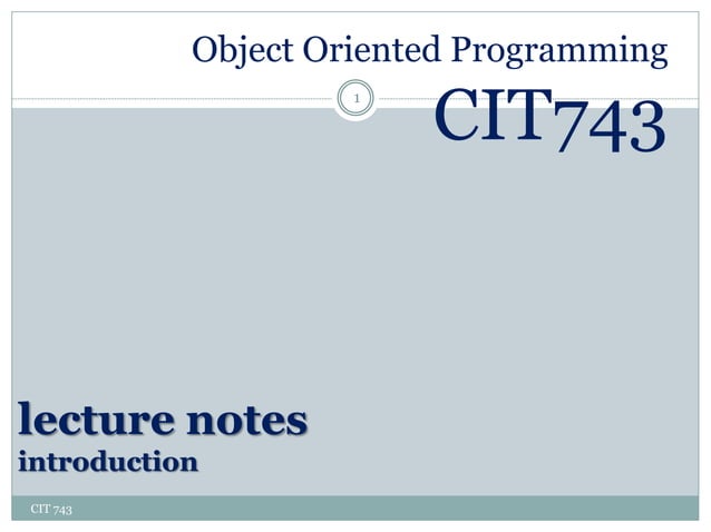 Ch1 Oop Introduction Classes And Objects Ppt
