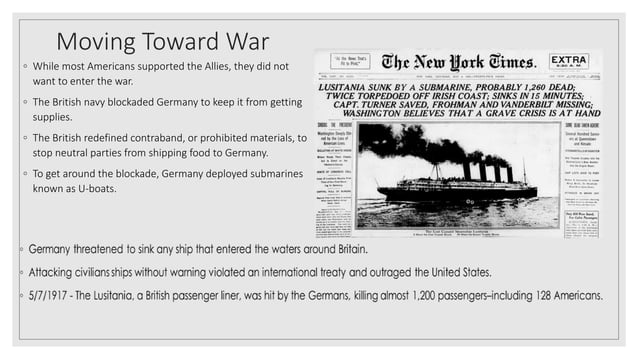 Ch. 14.1 the united states enters world war i | PPTX