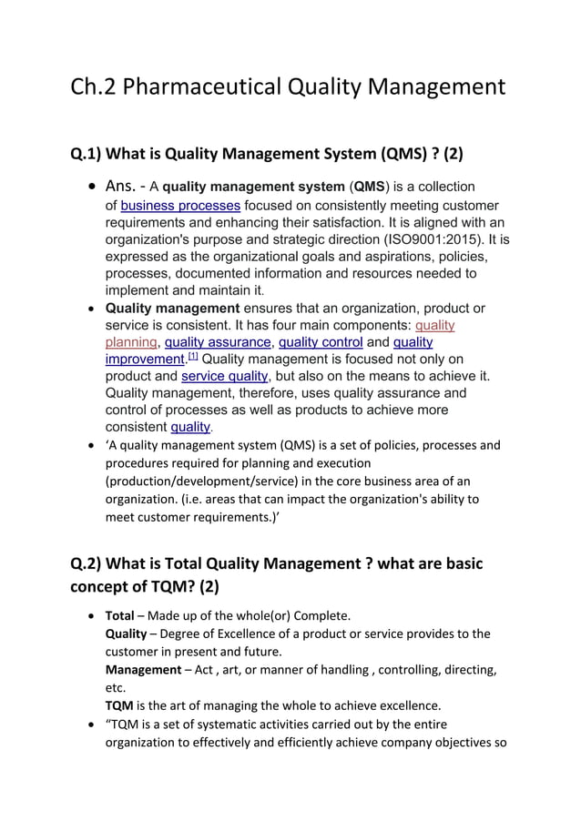 Ch.2 quality management system | PDF