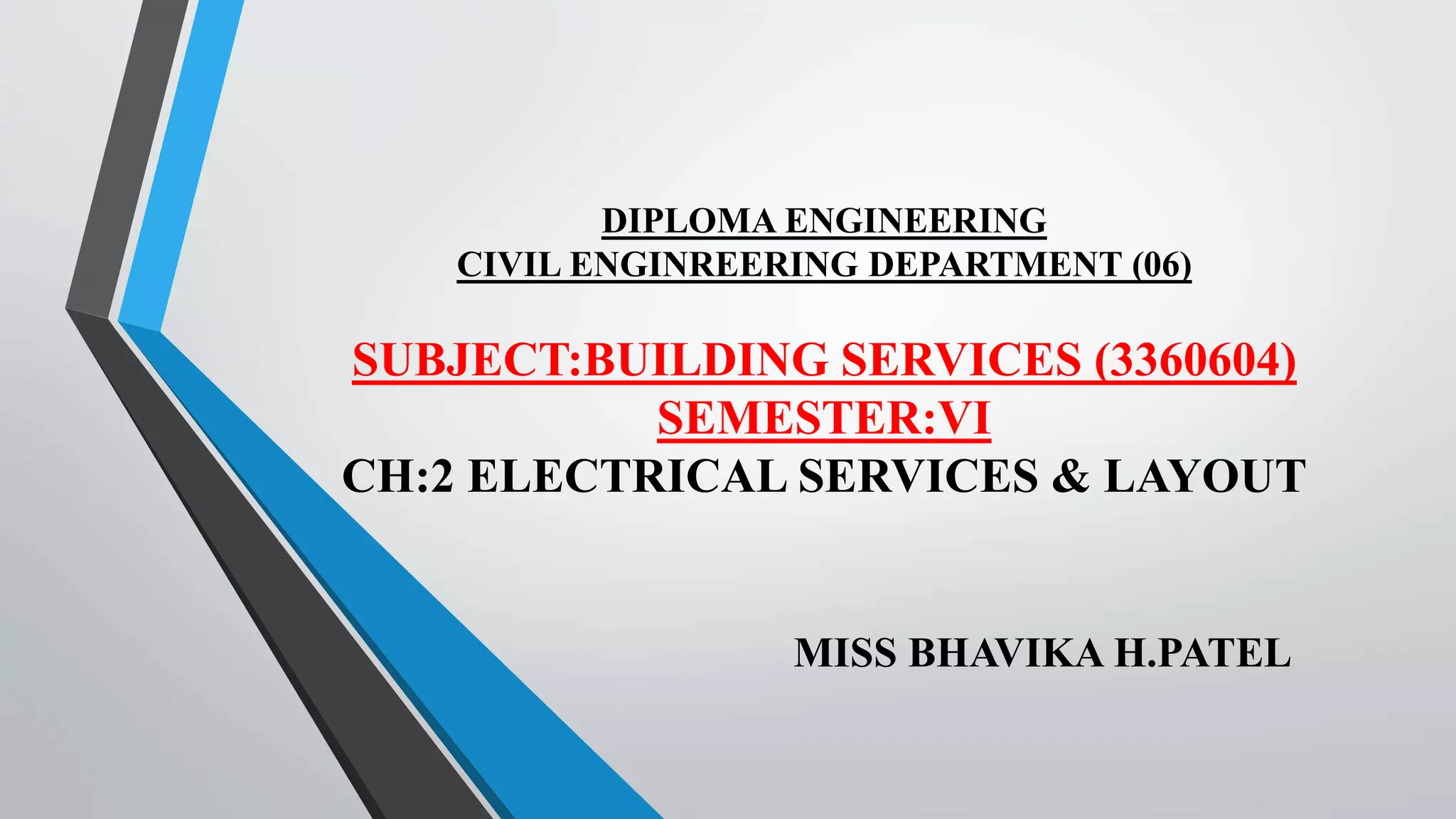 Electrical services in building | PPTX