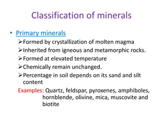 Ch. 3,4 soil genesis soil forming rocks and minerals. | PDF