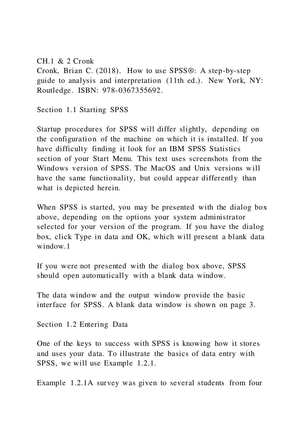 CH.1 & 2 CronkCronk, Brian C. (2018). How to use SPSS® A step- | PDF