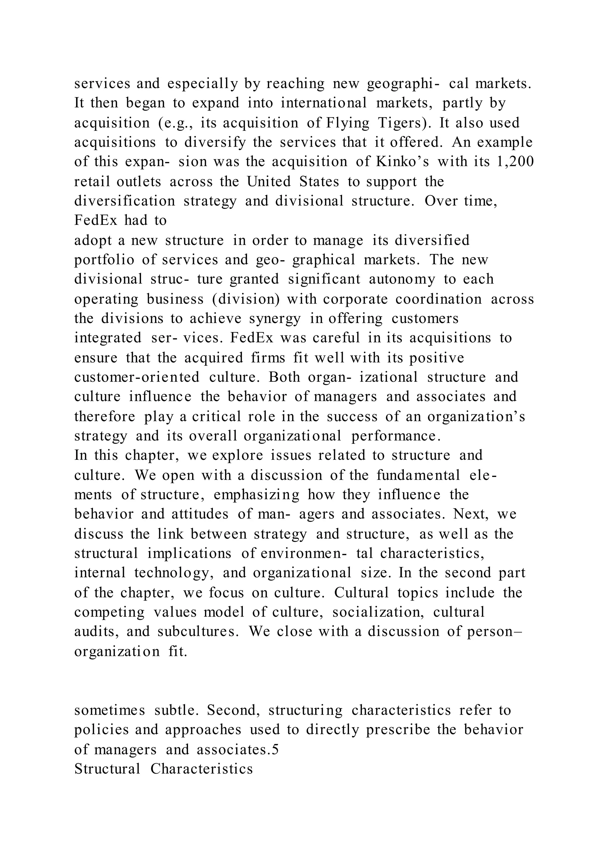 CH. 13 organizational structure and culture knowledge obje | DOCX