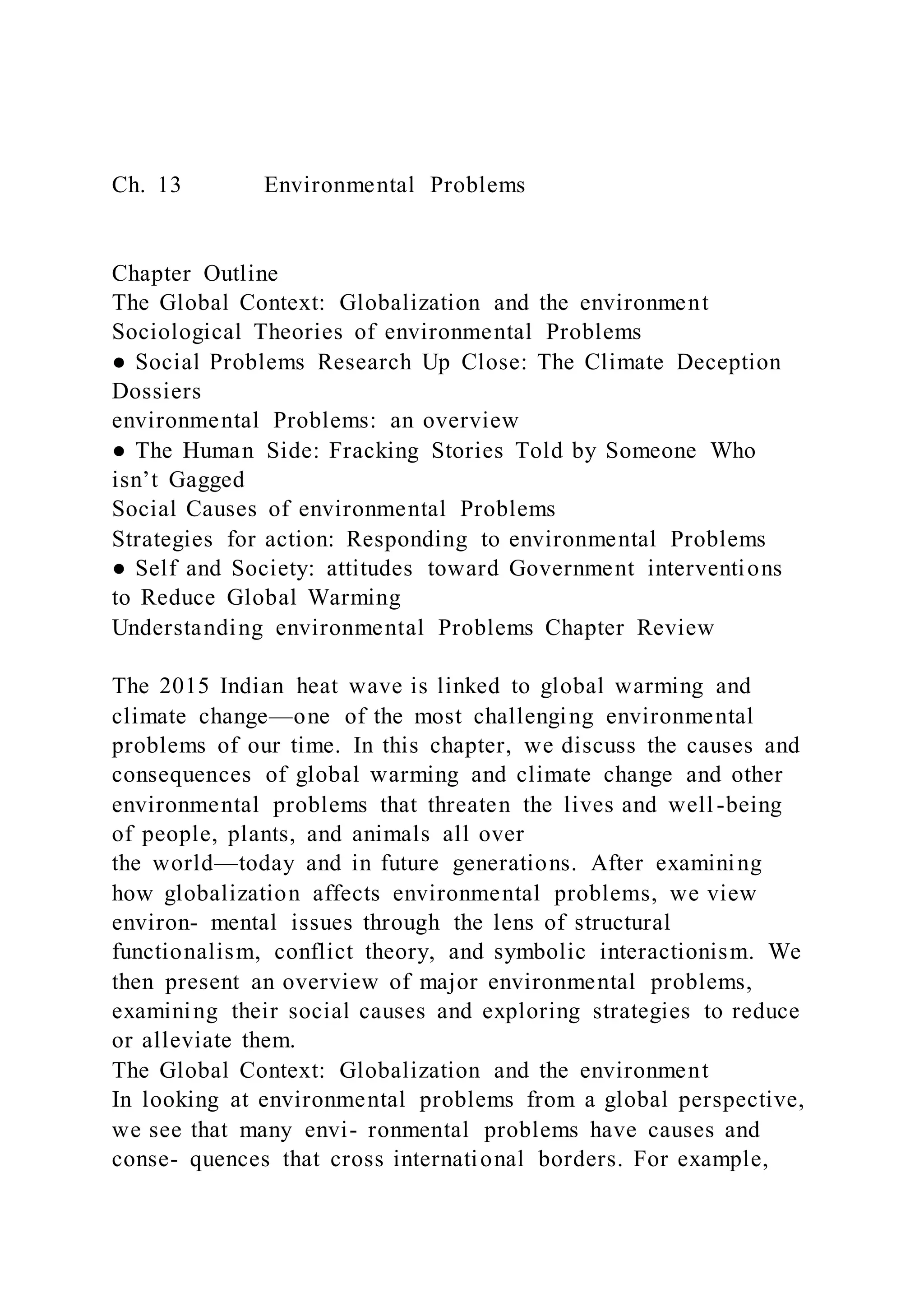 Ch. 13 Environmental ProblemsChapter OutlineThe | DOCX