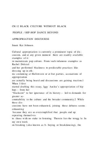 CH.12 BLACK CULTURE WITHOUT BLACK PEOPLE HIP-HOP DANCE | PDF
