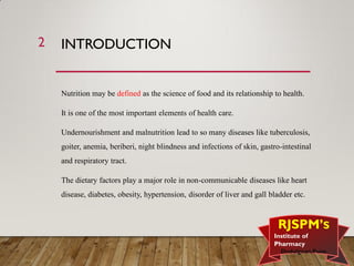 Nutrition and health presentation for D.Pharmacy | PDF