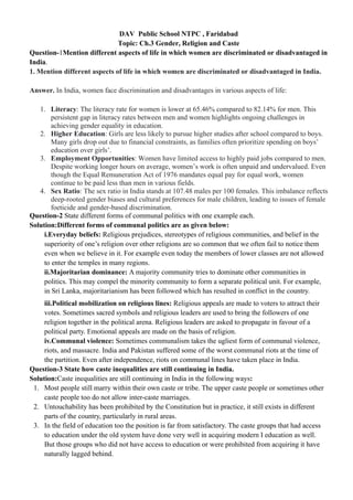 Ch.3 Gender, Religion and Caste.docx Class 10 | PDF