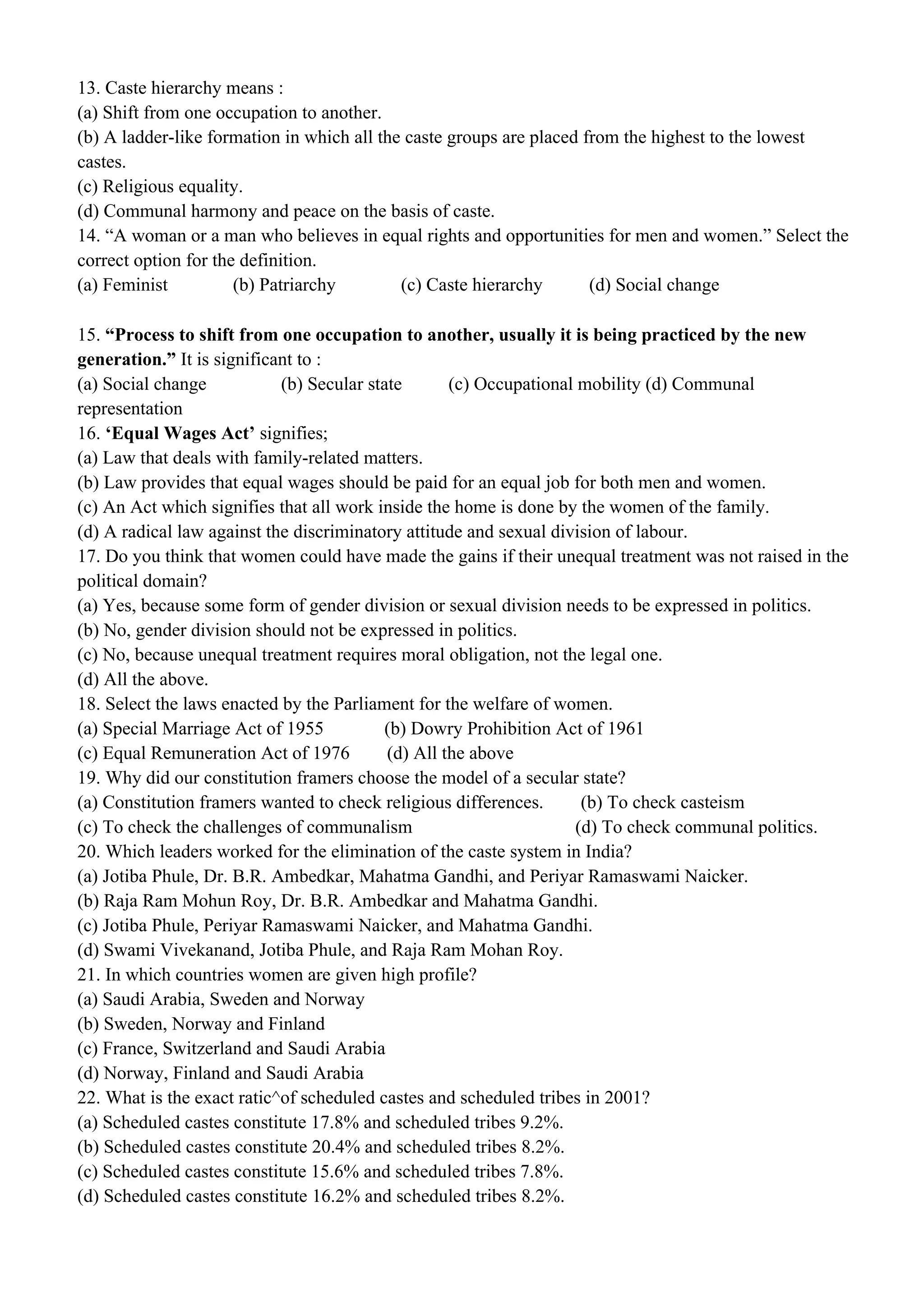 Ch.3 Gender, Religion and Caste.docx class 10 | DOCX