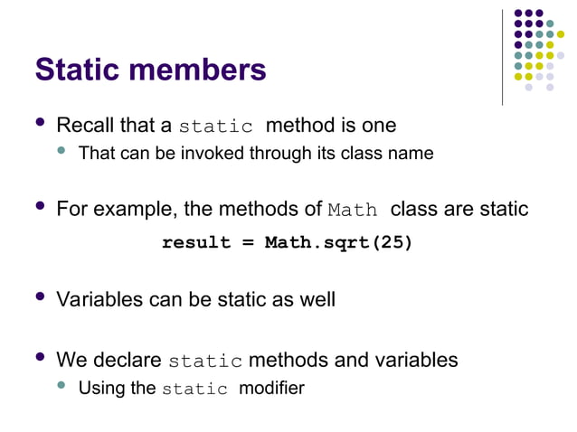 Ch. 6 -Static Class Members.ppt programming | PPT