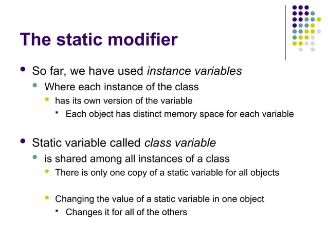 Ch. 6 -Static Class Members.ppt programming | PPT