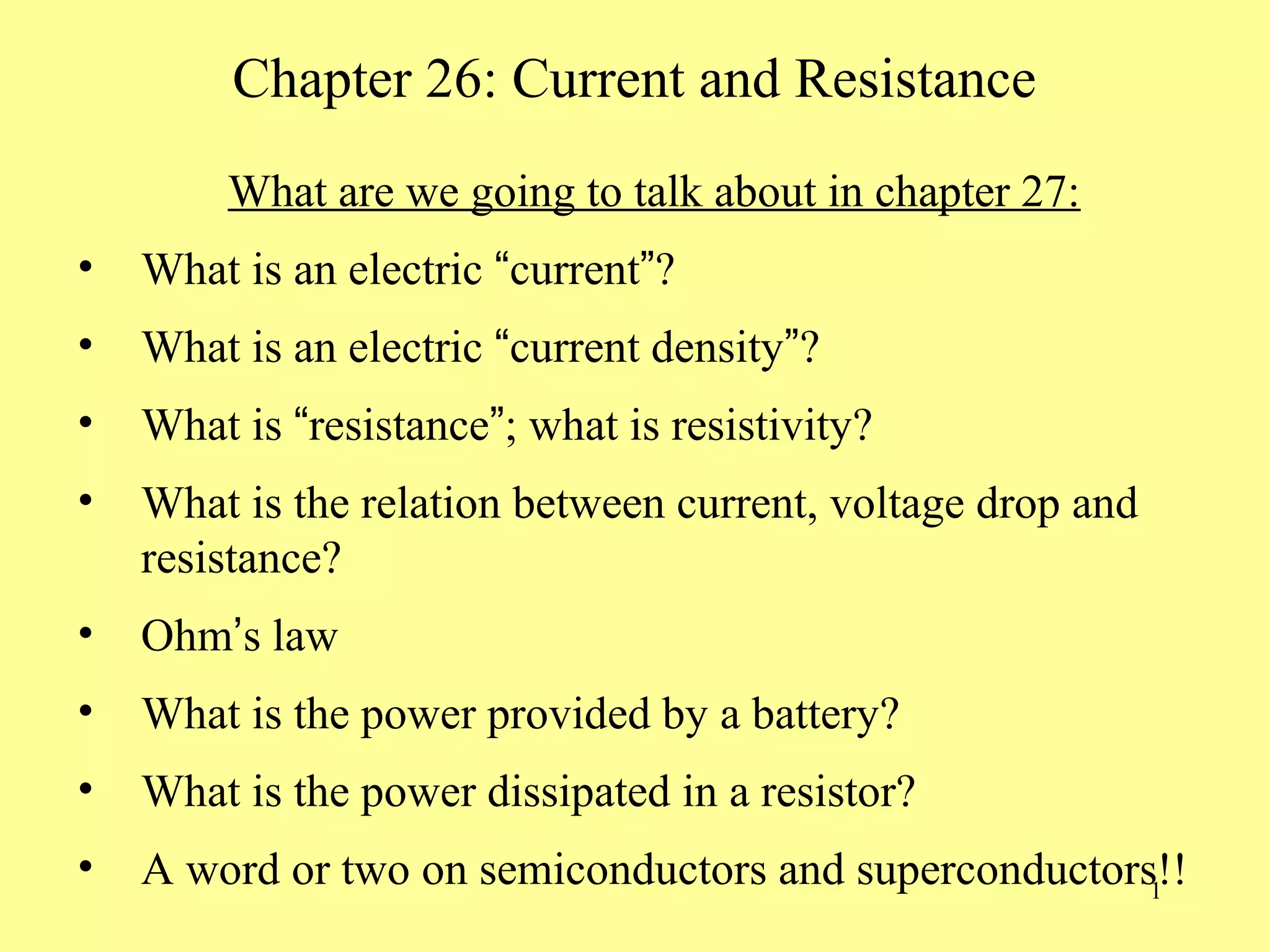 Ch 26-current and resistance | PPT