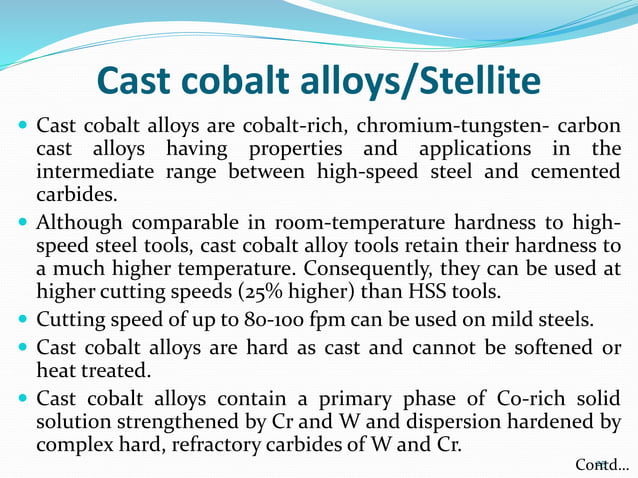 Ch 27.10 cutting tool materials | PPT