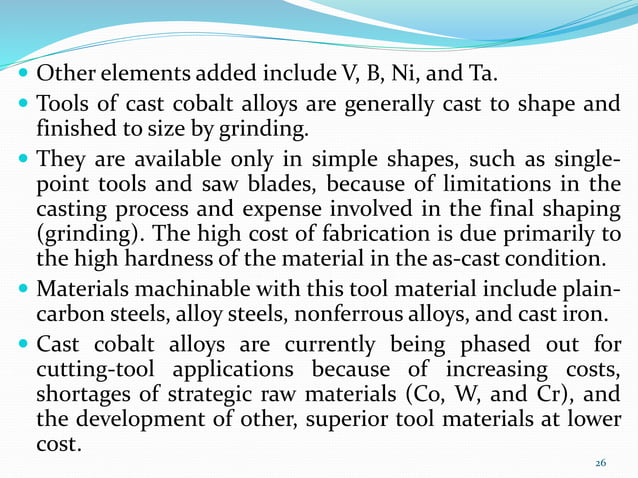 Ch 27.10 cutting tool materials | PPT