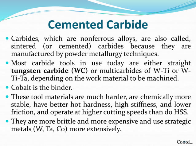 Ch 27.10 cutting tool materials | PPT