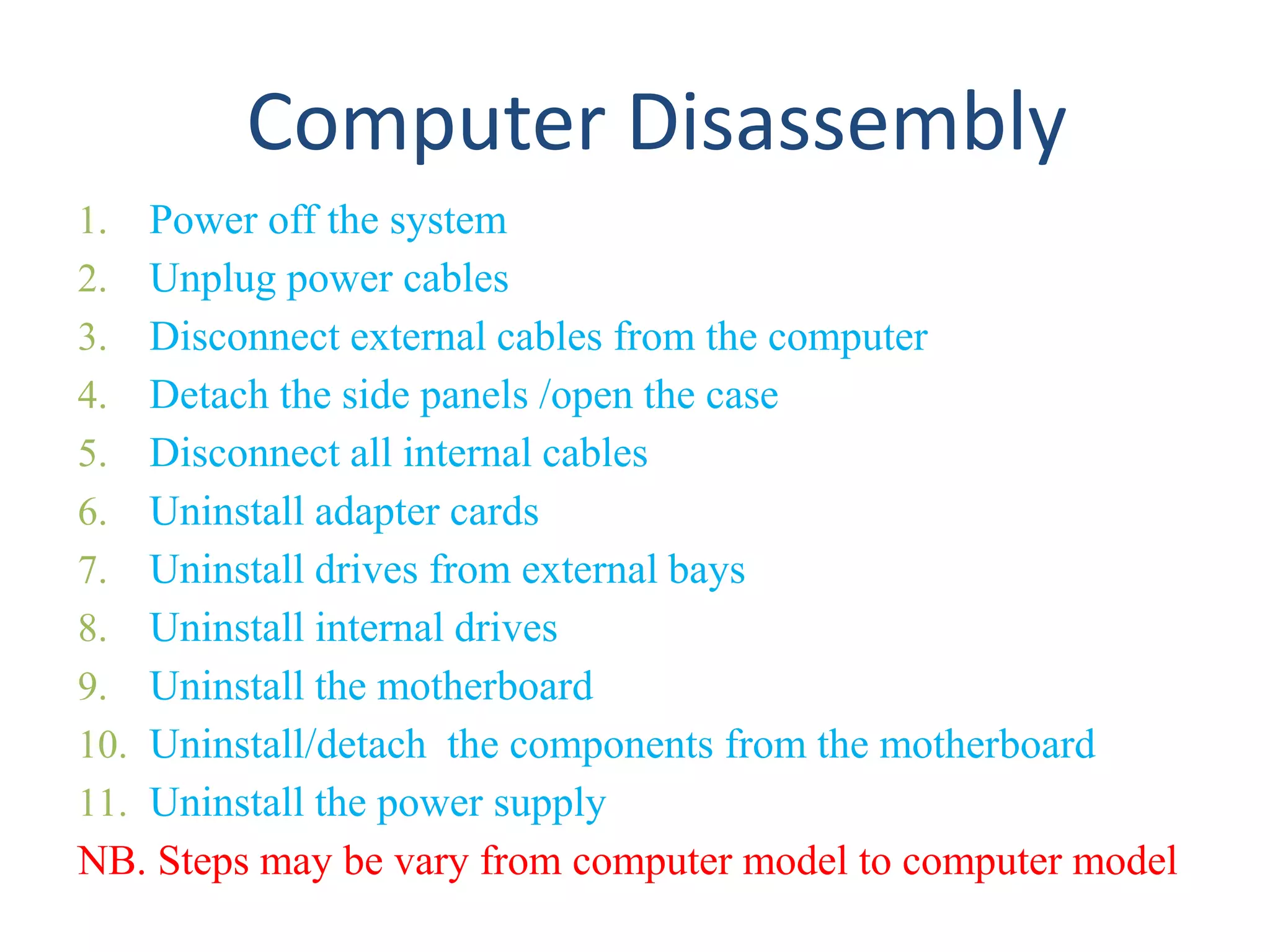 Ch 2 computer assembly disassembly | PPTX