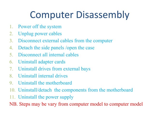 Ch 2 computer assembly disassembly