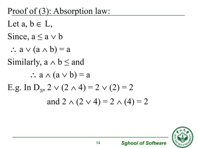 Ch 2 lattice & boolean algebra | PPT | Science