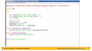 ch-3-exception-handling.pdf | Programming Languages | Computing