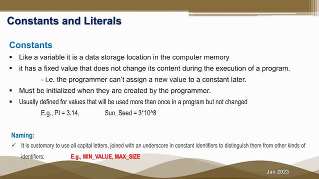 Ch 3 B Variables And Data Types In C Pptx
