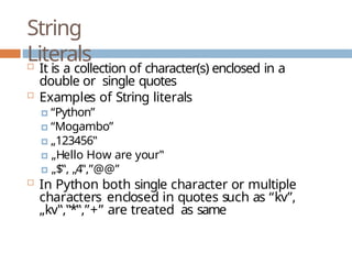 CH-3 FEATURES OF PYTHON, data types token | PPTX