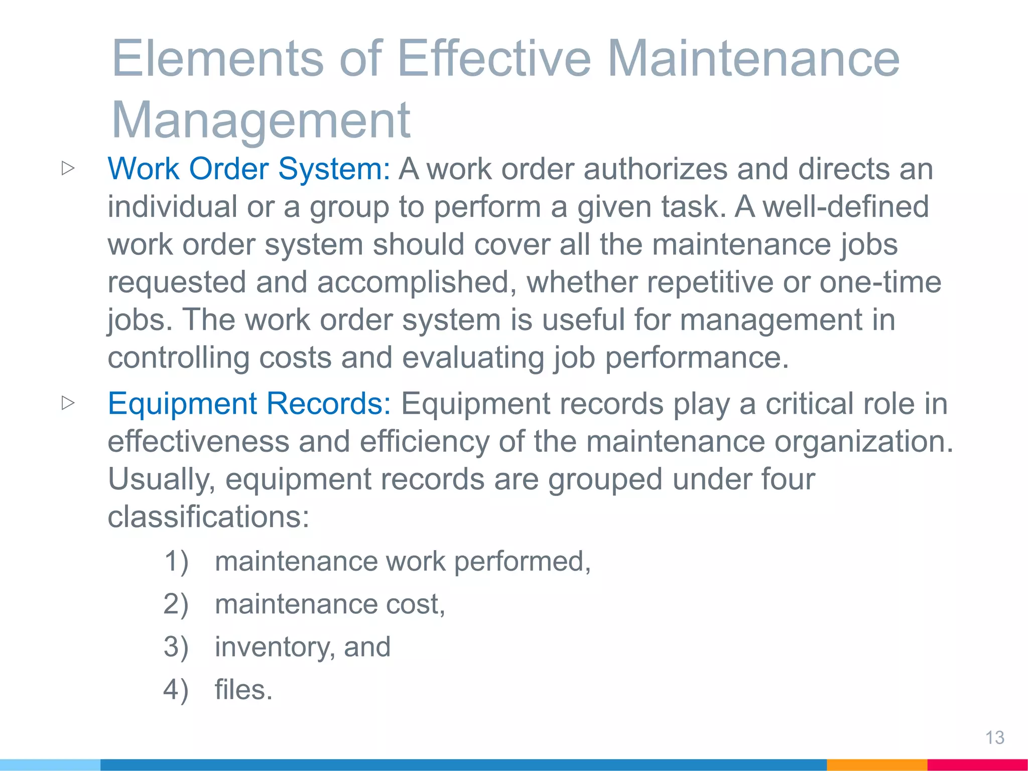 Maintenance management and control | PPTX
