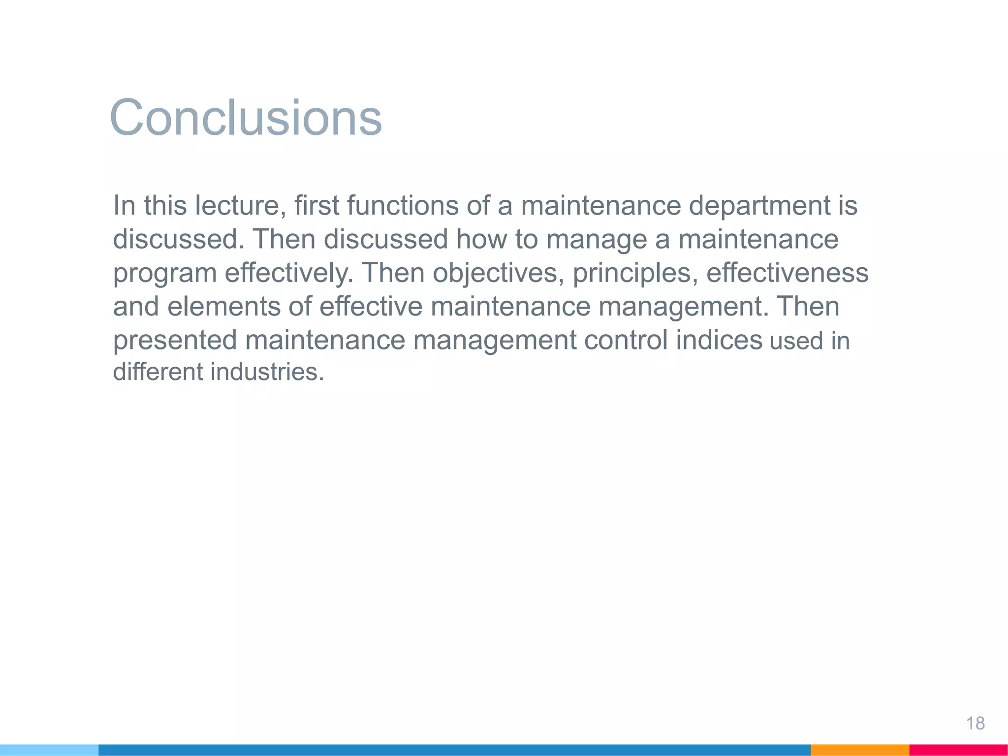 Maintenance management and control | PPTX