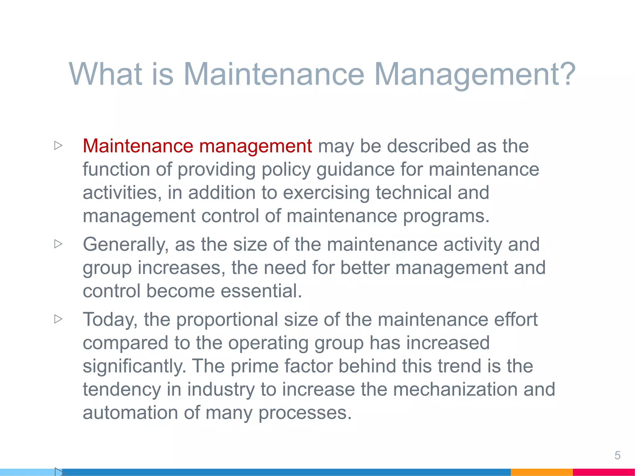 Maintenance management and control | PPTX