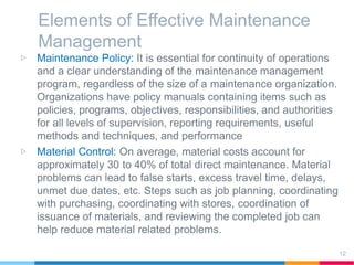 Maintenance management and control | PPTX
