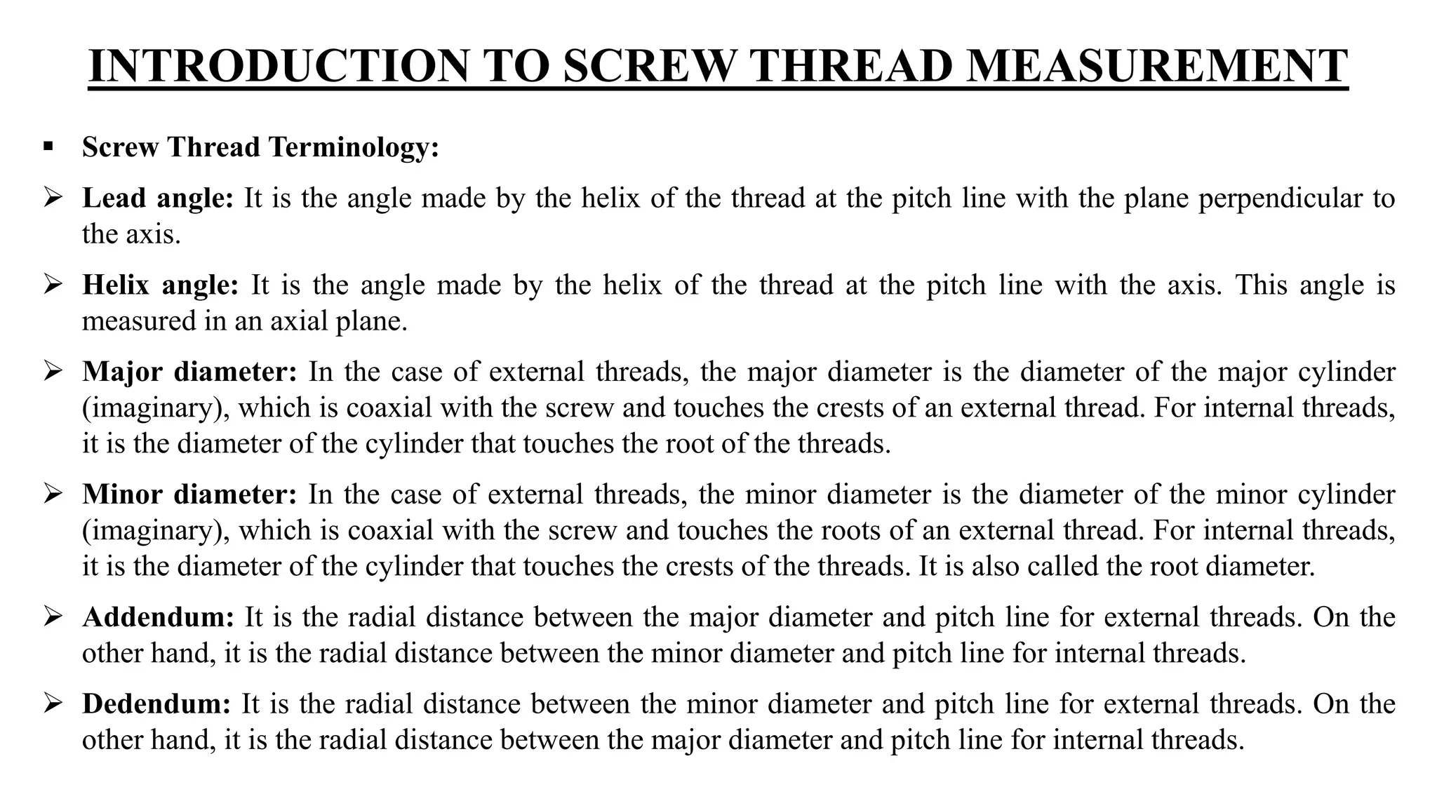 Ch-3: Measurement of screw thread and gear | PPTX
