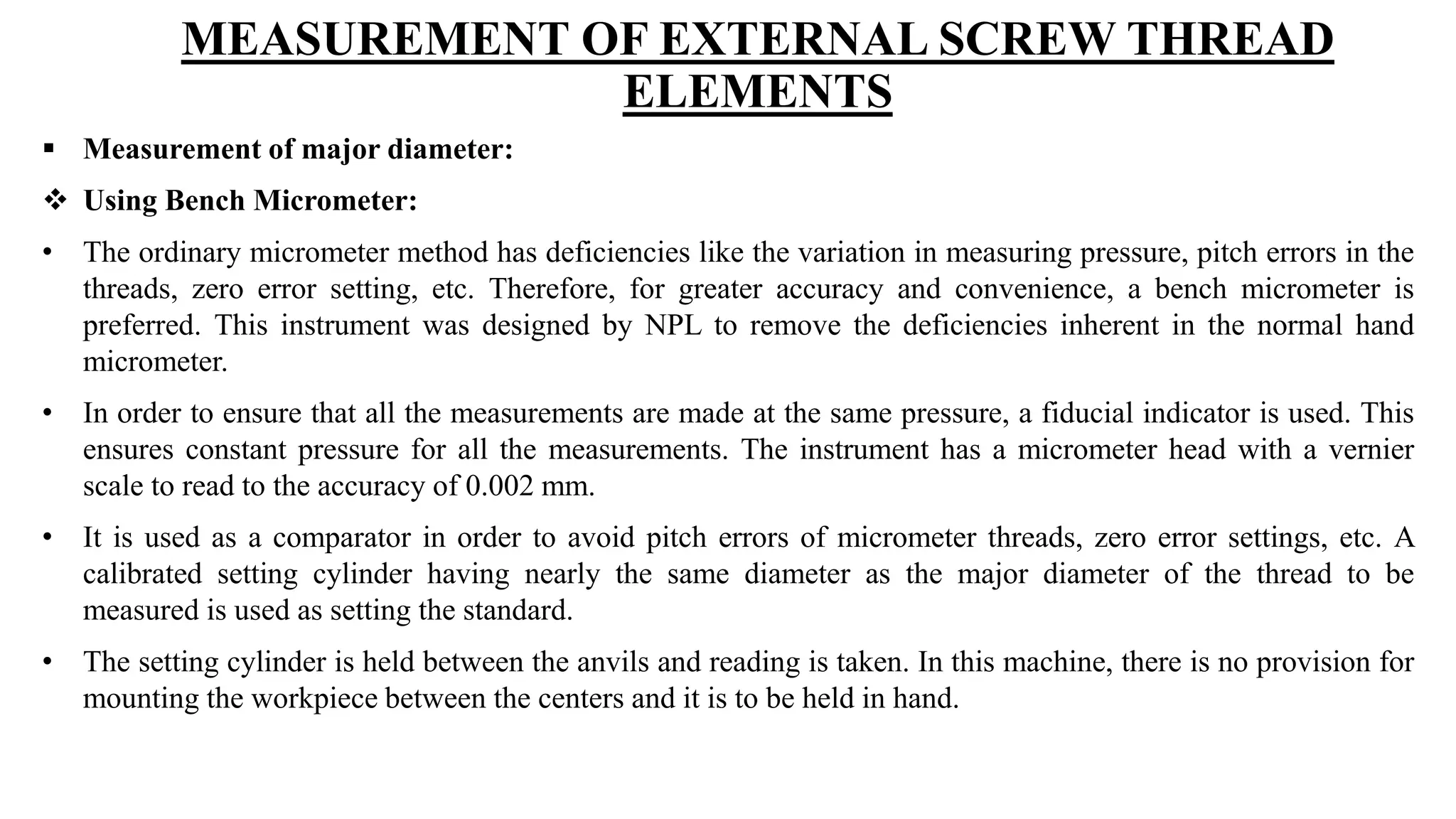 Ch-3: Measurement of screw thread and gear | PPTX