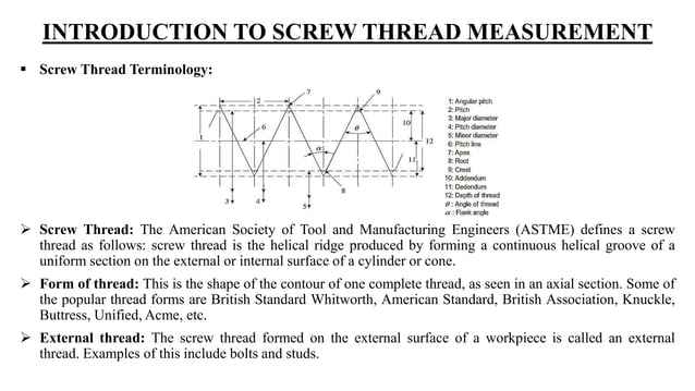 Ch-3: Measurement of screw thread and gear | PPTX | Needlework | Arts and Crafts