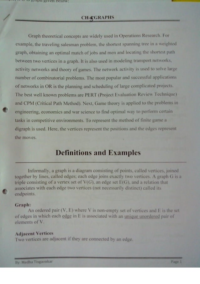 Chapter 5: GRAPHS | PDF